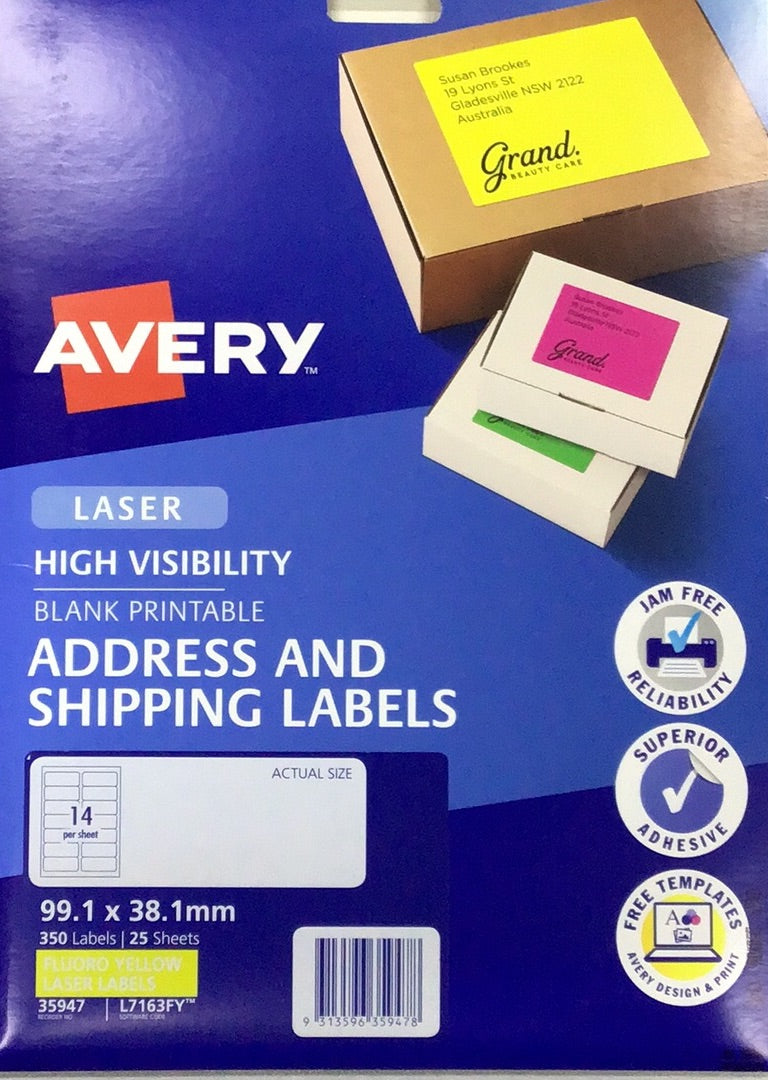 Avery Laser Address and Shipping Labels 14 per sheet 25 sheets – One ...